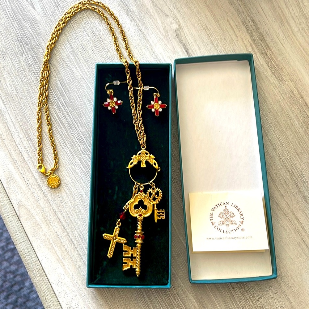 Vintage Vatican Collection Necklace And Matching Earr… - Gem